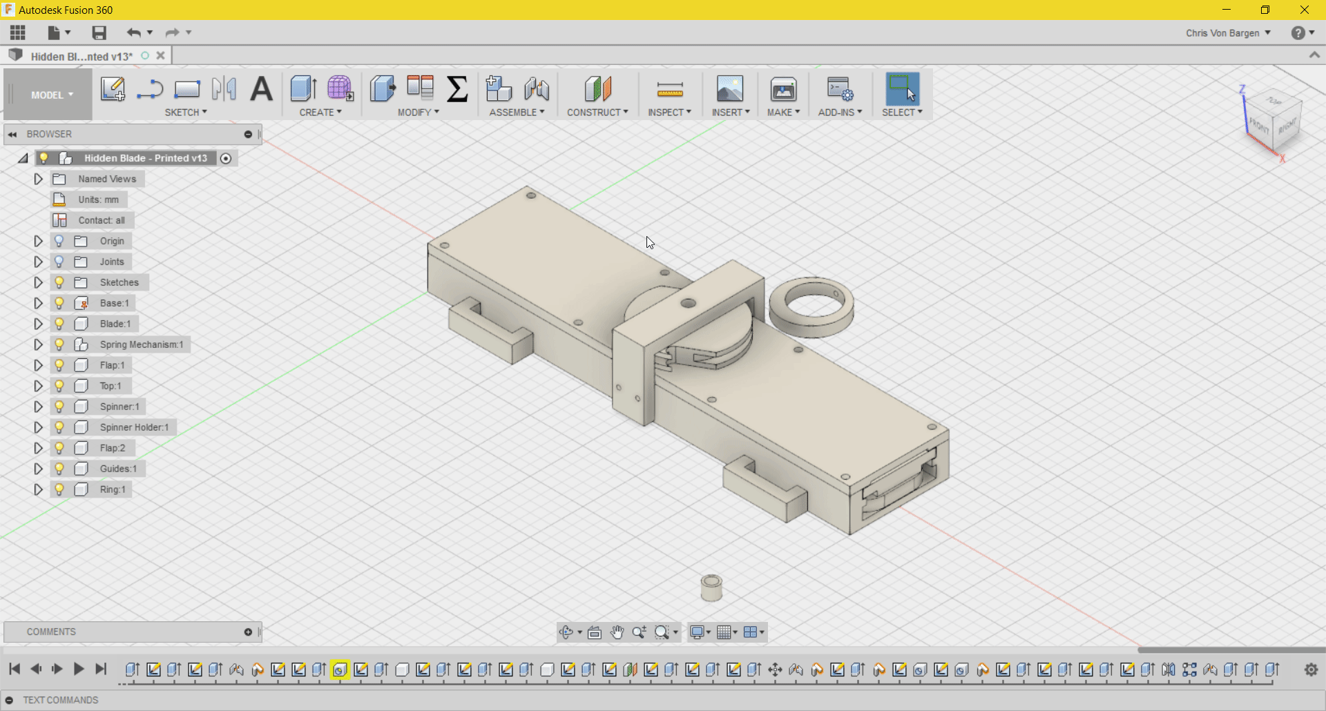 3D Printed Hidden Blade Prop - Fusion 360 Design : 6 Steps (with ...