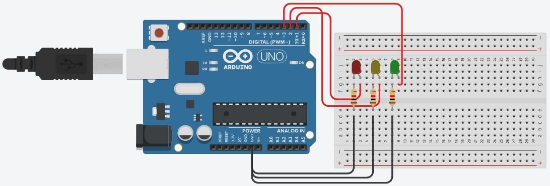 TRAFFIC SIGNAL CIRCUIT | TINKERCAD : 3 Steps - Instructables