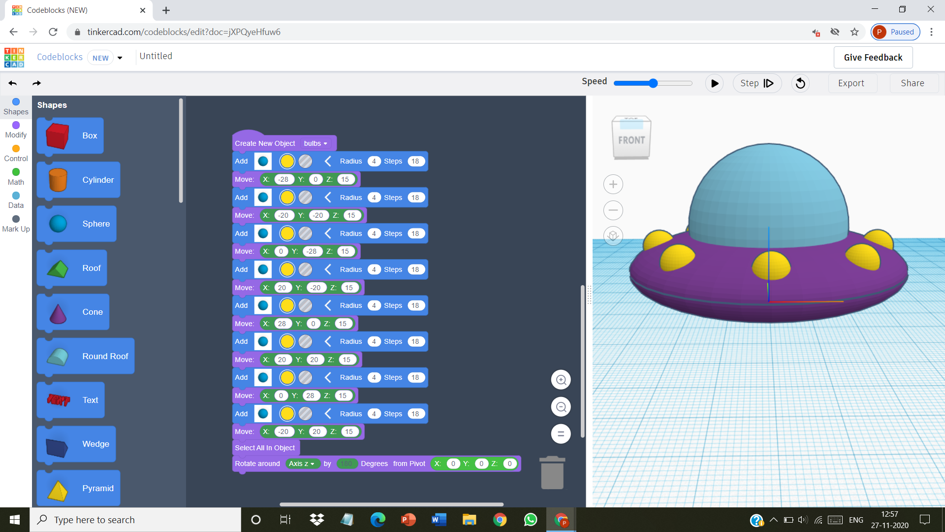 How to Make a 3D Designed UFO With TINKERCAD Codeblocks and How to Use ...