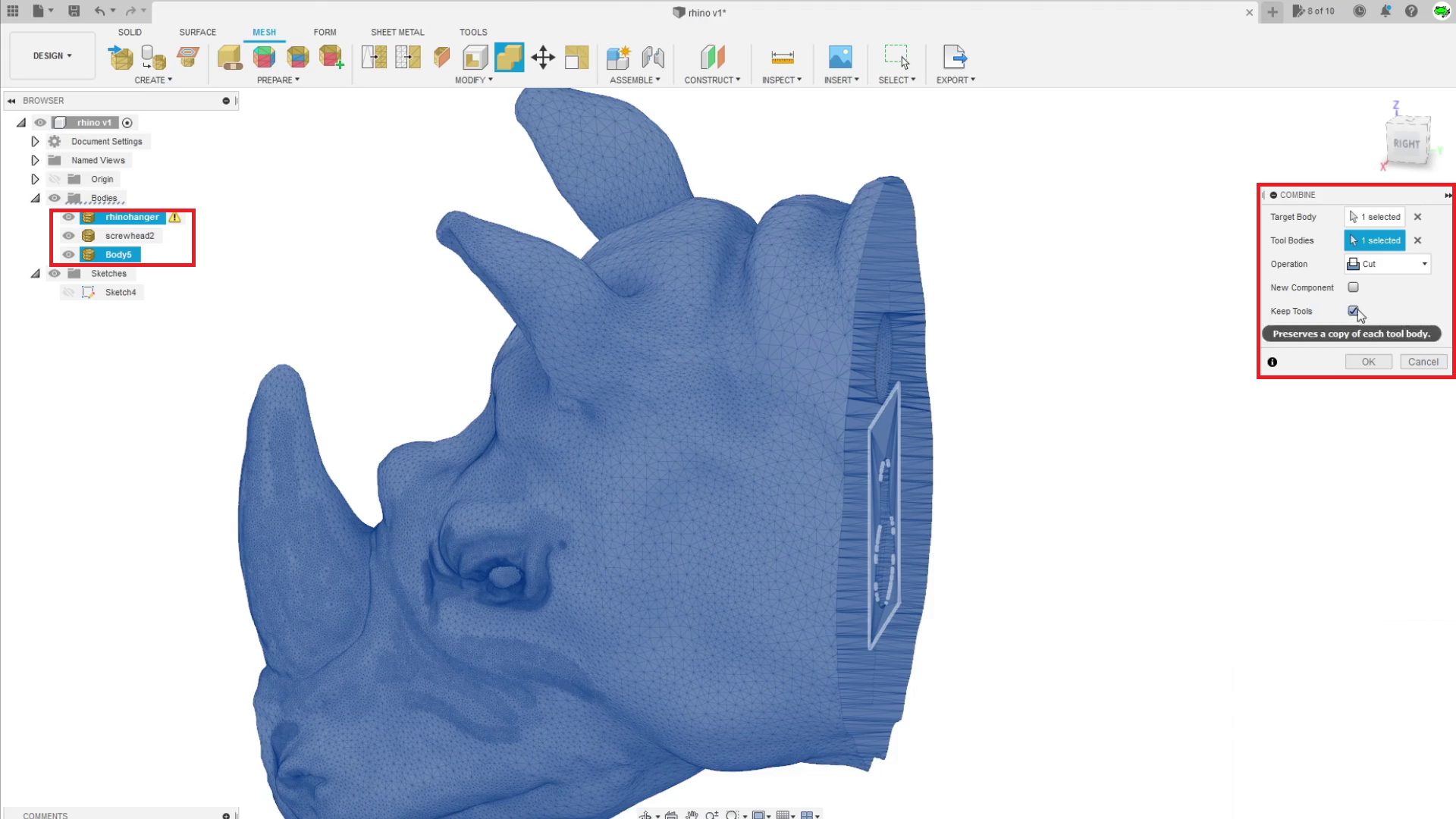 Large STL File Editting With FUSION 360 – Mesh Workspace (part 2) : 6 ...