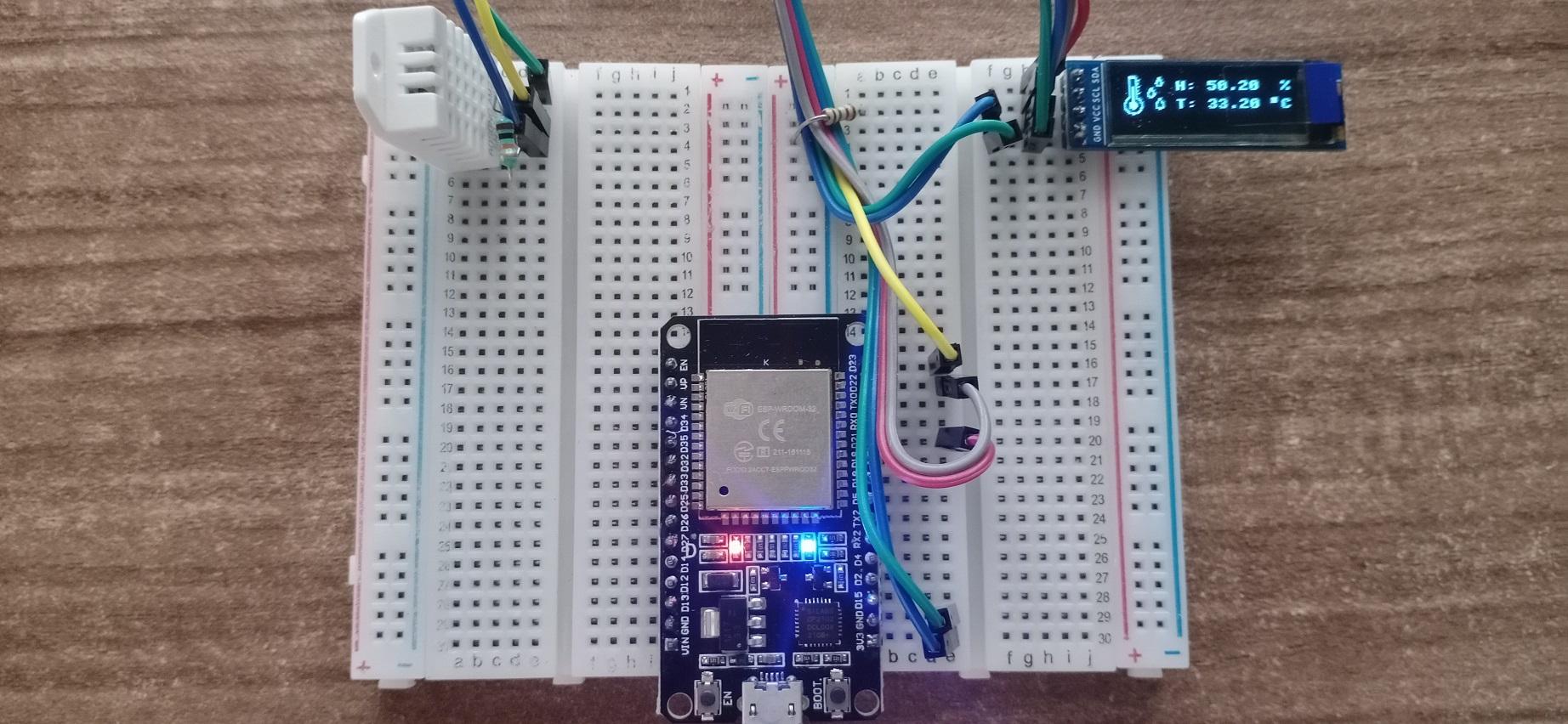 ESP32 -- DHT22 (AM2302) Temperature Sensor -- OLED Display : 8 Steps ...