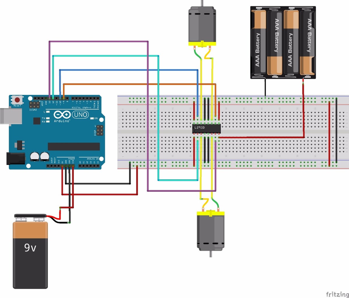 Arduino Controlled L293d Robot Part 1 Update 1 0 12 Steps Instructables