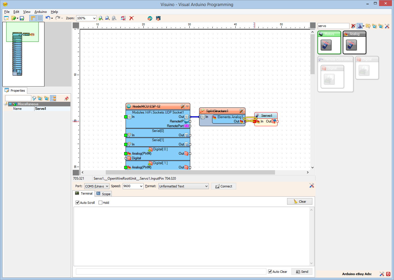 ESP8266 and Visuino: Control Servo Remotely Over Wi-Fi With Rotary ...