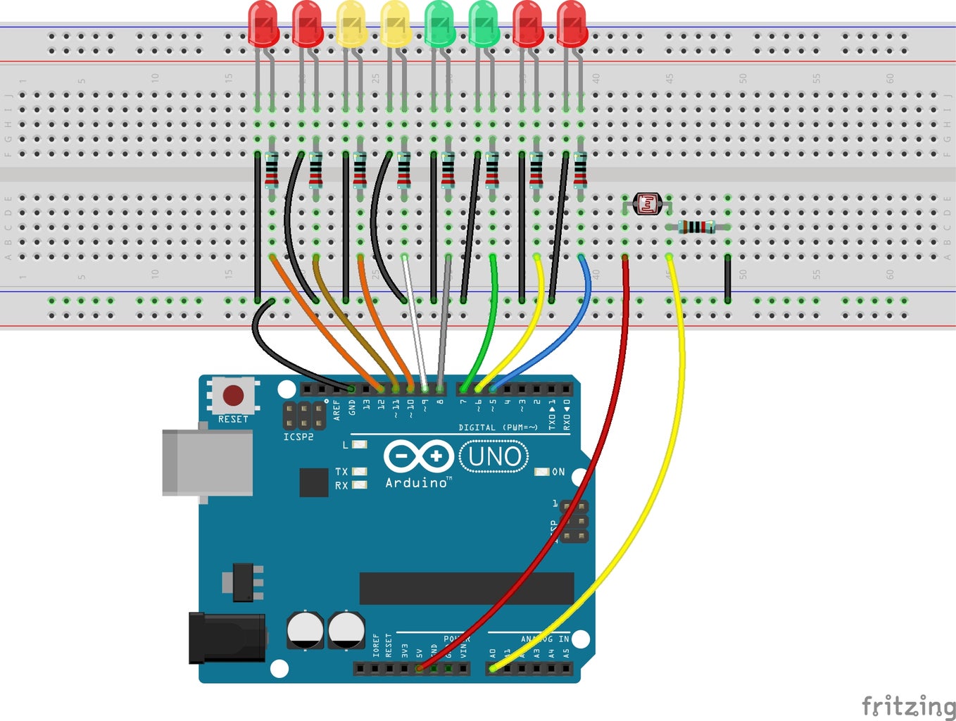Photoresistor Sensor With Arduino Uno R3 6 Steps Instructables