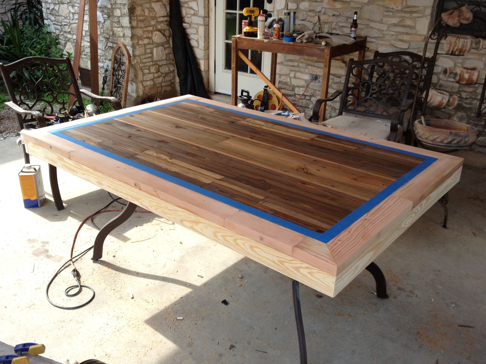 Patio Tabletop Made From Reclaimed Deck Wood : 4 Steps (with Pictures ...
