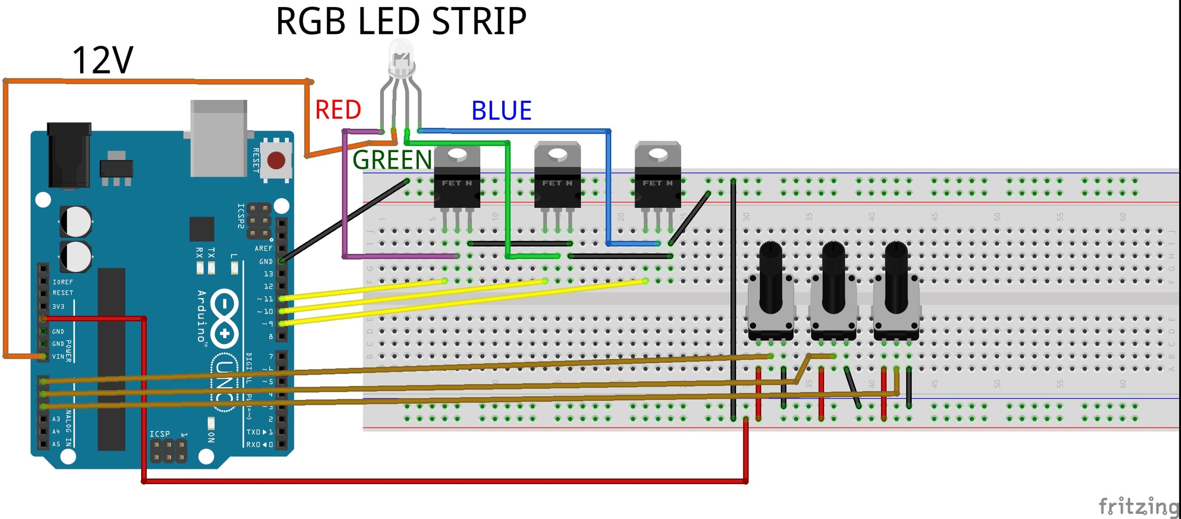 Controlling Rgb Led Strip With Arduino 4 Steps Instructables
