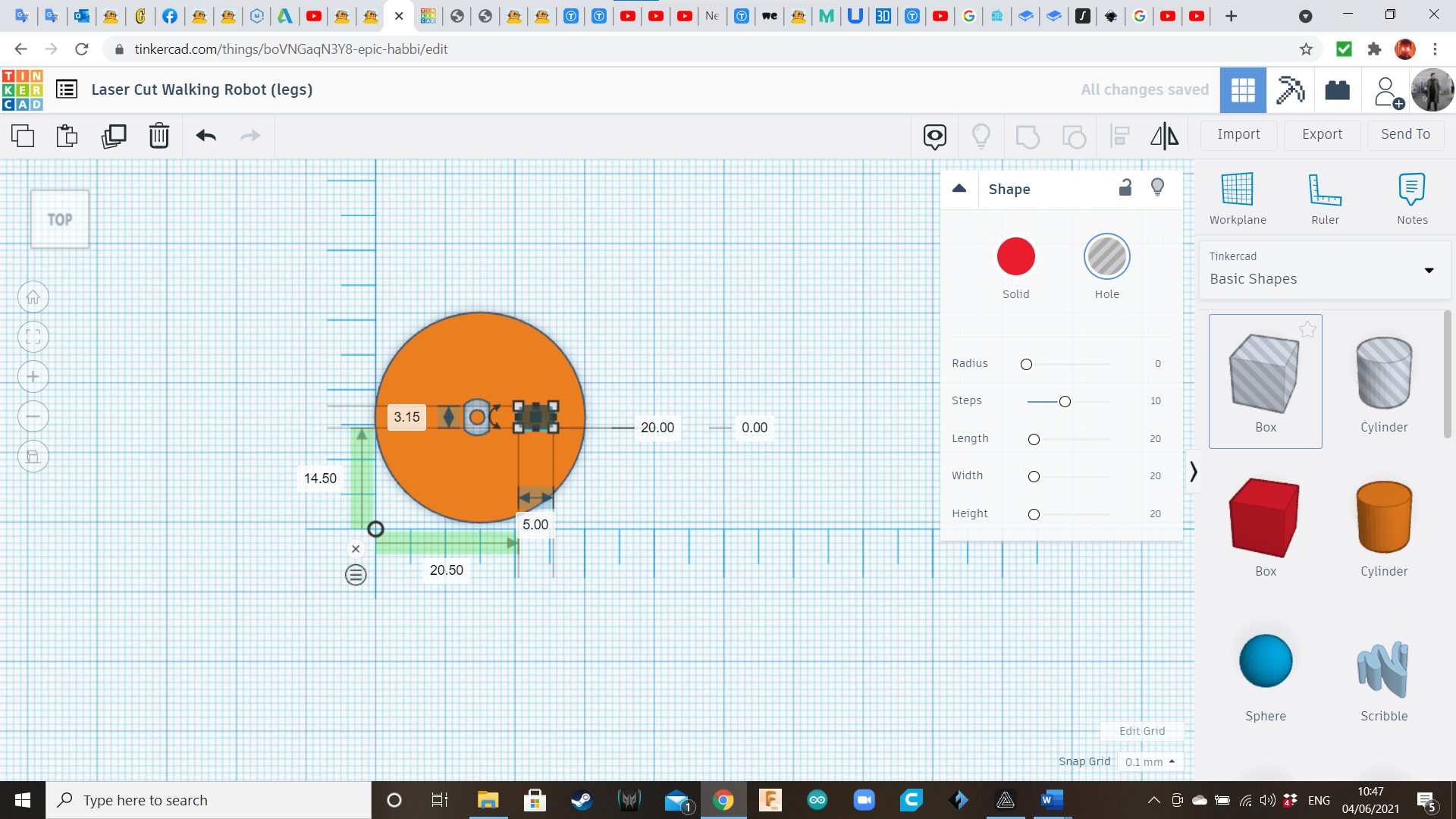 Tinkercad Robotics for School: Laser-cut Walking Machine! : 27 Steps ...