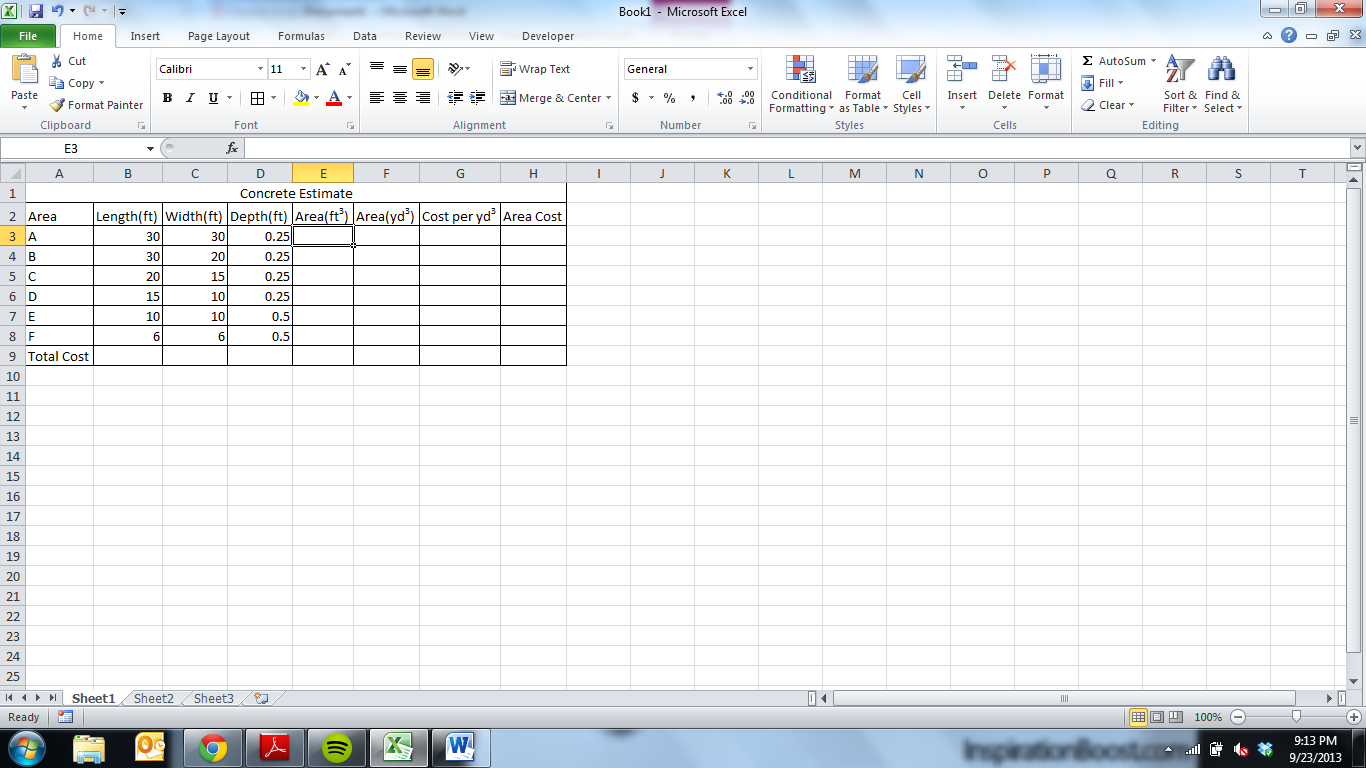 Using Excel's Basic Formula Functions to Create an Project Estimate ...