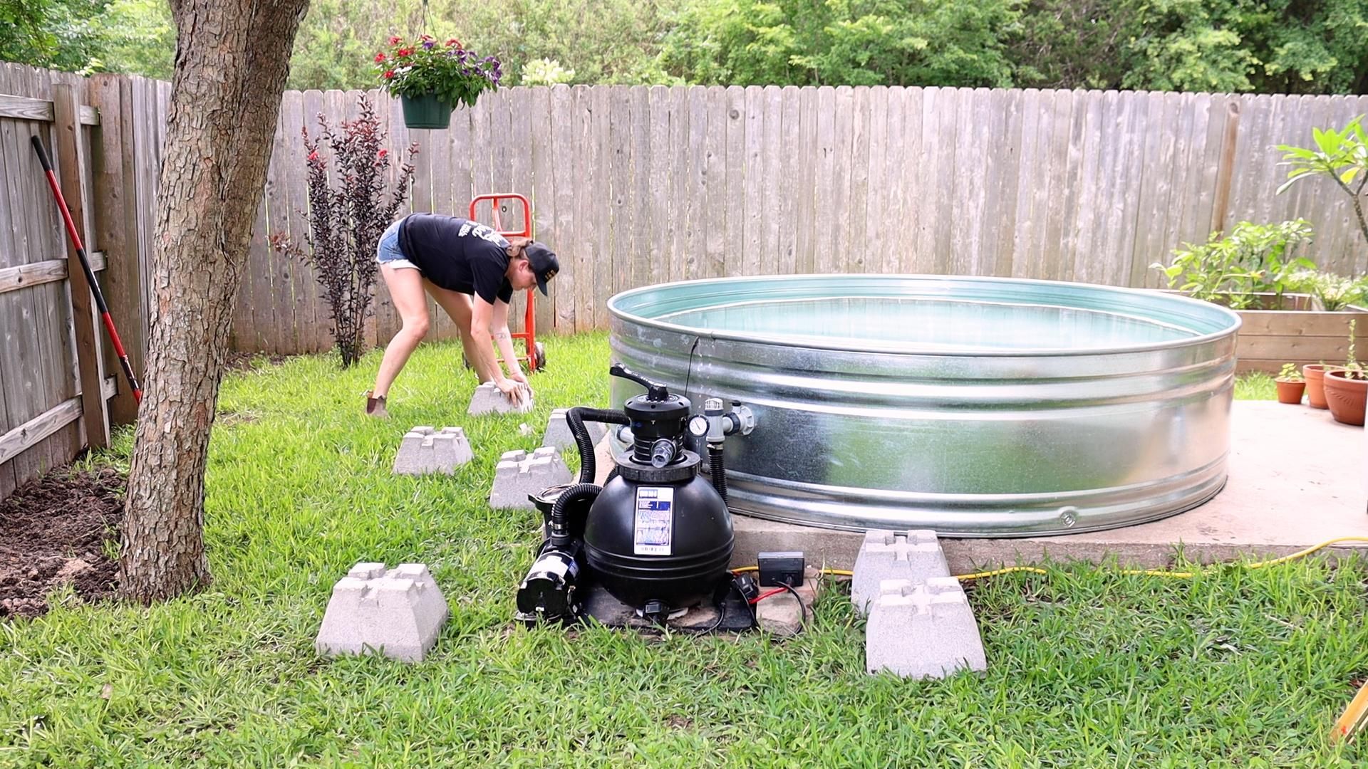 DIY Pool Deck With a Secret Hatch! How to Build a Deck for Your Stock ...