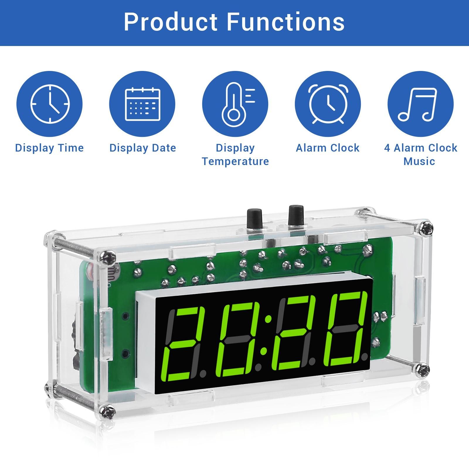 MiOYOOW 4-Digit Digital DIY Clock Kits With Acrylic Shell : 18 Steps ...