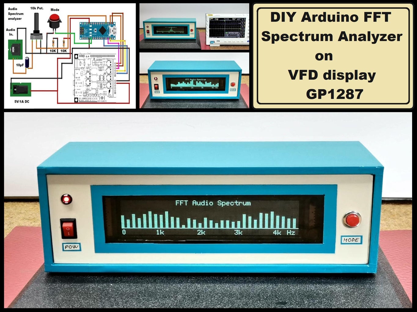 Arduino Fft Spectrum Analyzer On Vfd Display Gp1287 4 Steps