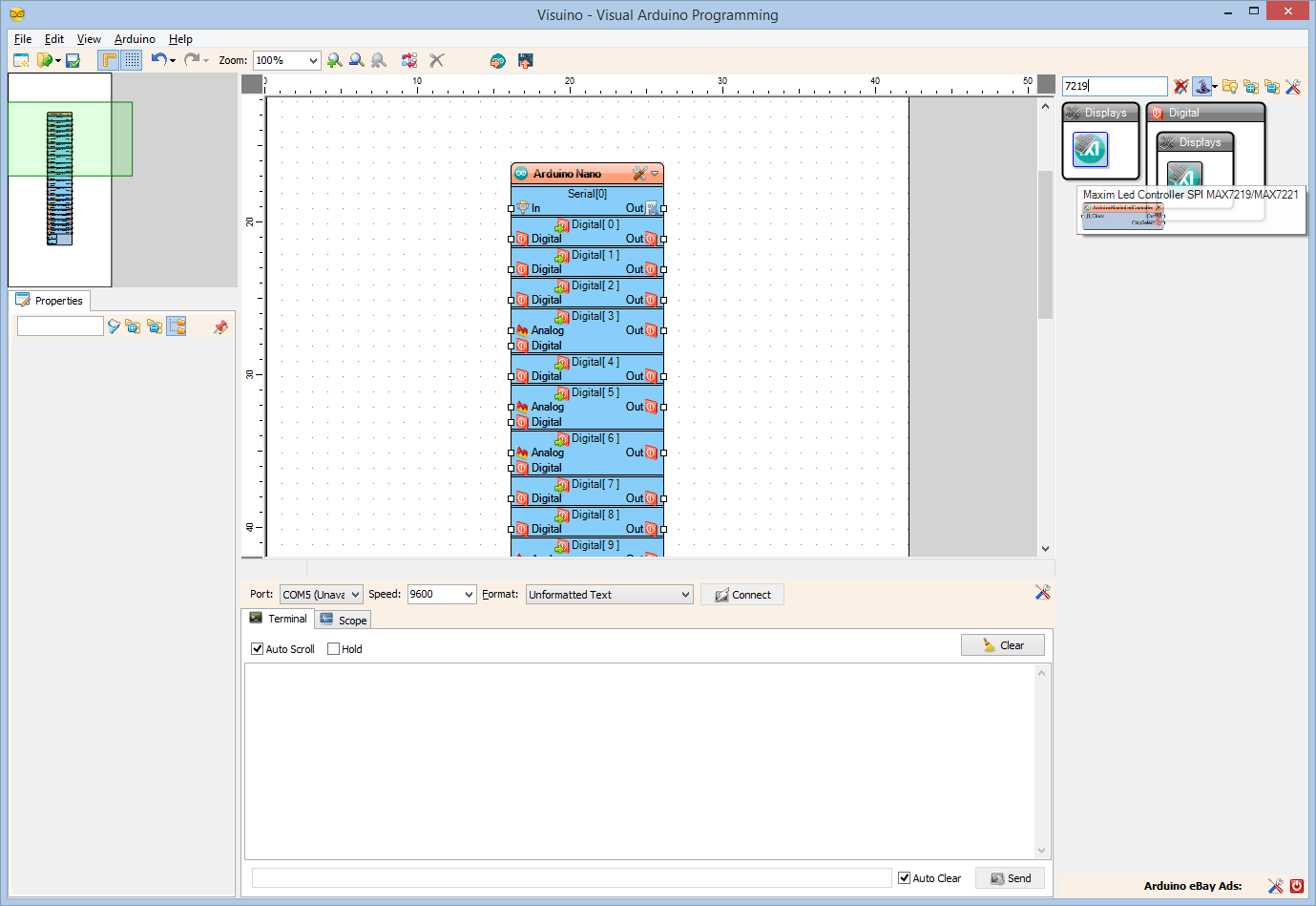 Arduino Nano: Analog 7 Segment MAX7219 Display With Visuino : 9 Steps ...