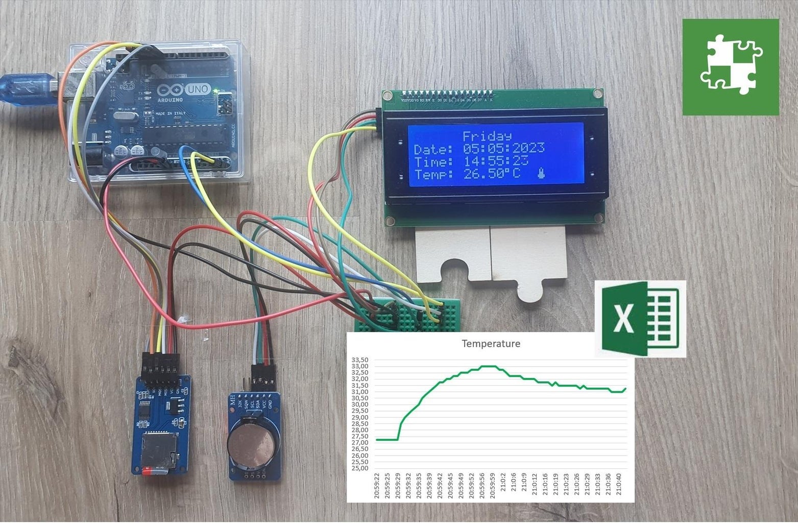 Logging and Displaying Data on Excel : Arduino UNO + DS3231 Rtc Module ... Logging and Displaying Data on Excel : Arduino UNO + DS3231 Rtc Module ...