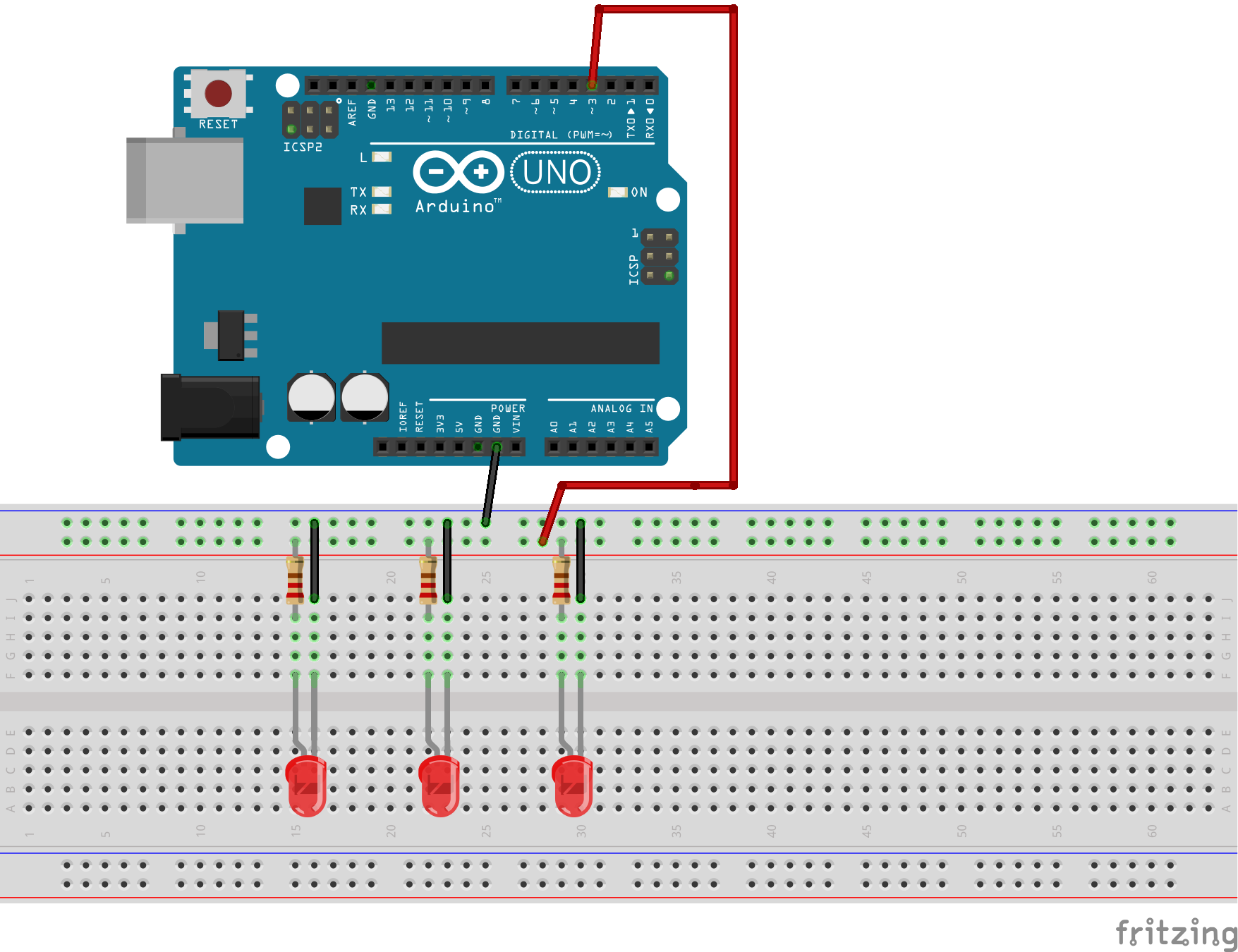 Serial Communication With 3 LEDs : 3 Steps - Instructables