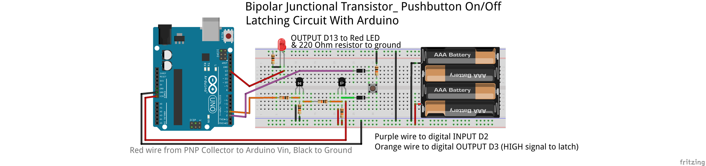 Bipolar Junctional Transistor (BJT) Latching Pushbutton On/Off Circuit ...
