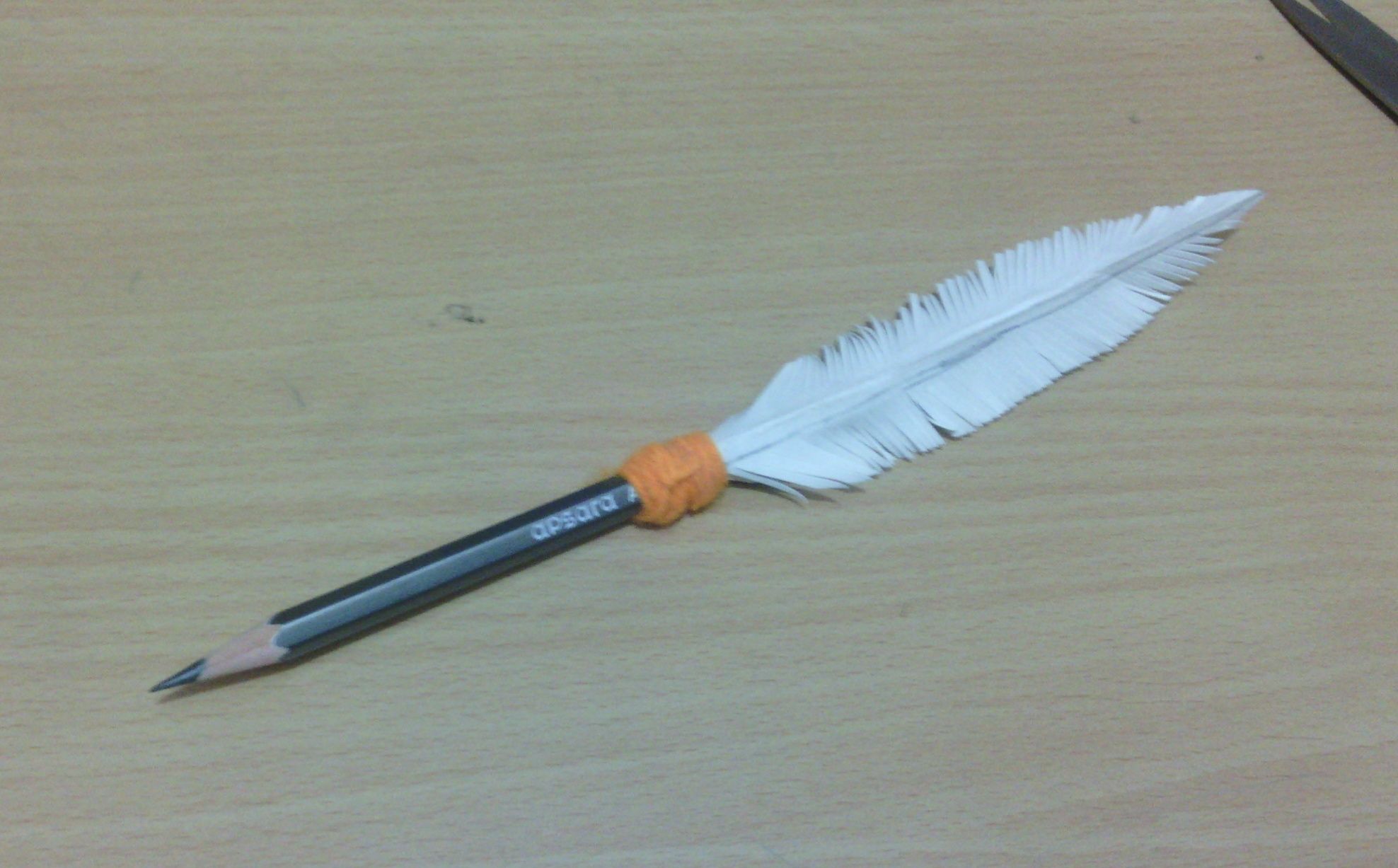 How to Add a Fake Feather to Your Pencil/pen. : 4 Steps - Instructables