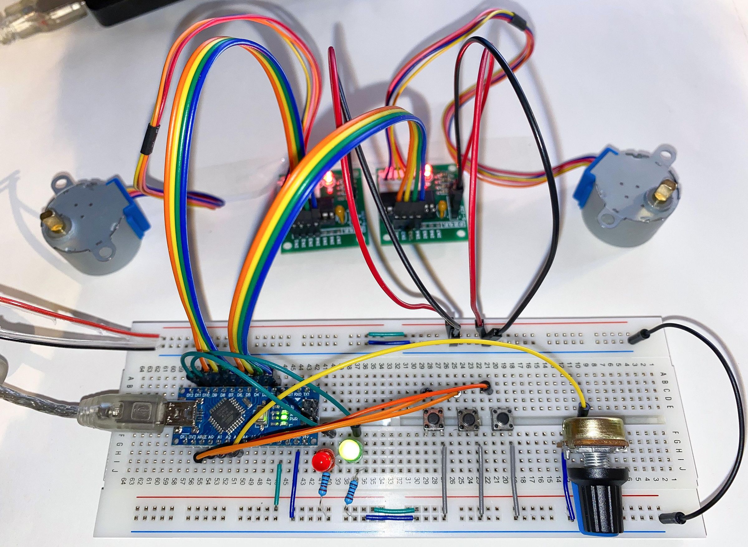 Synchronized 2-Axis Motion With Variable Speed (Arduino + LEDs + 28BYJ ...