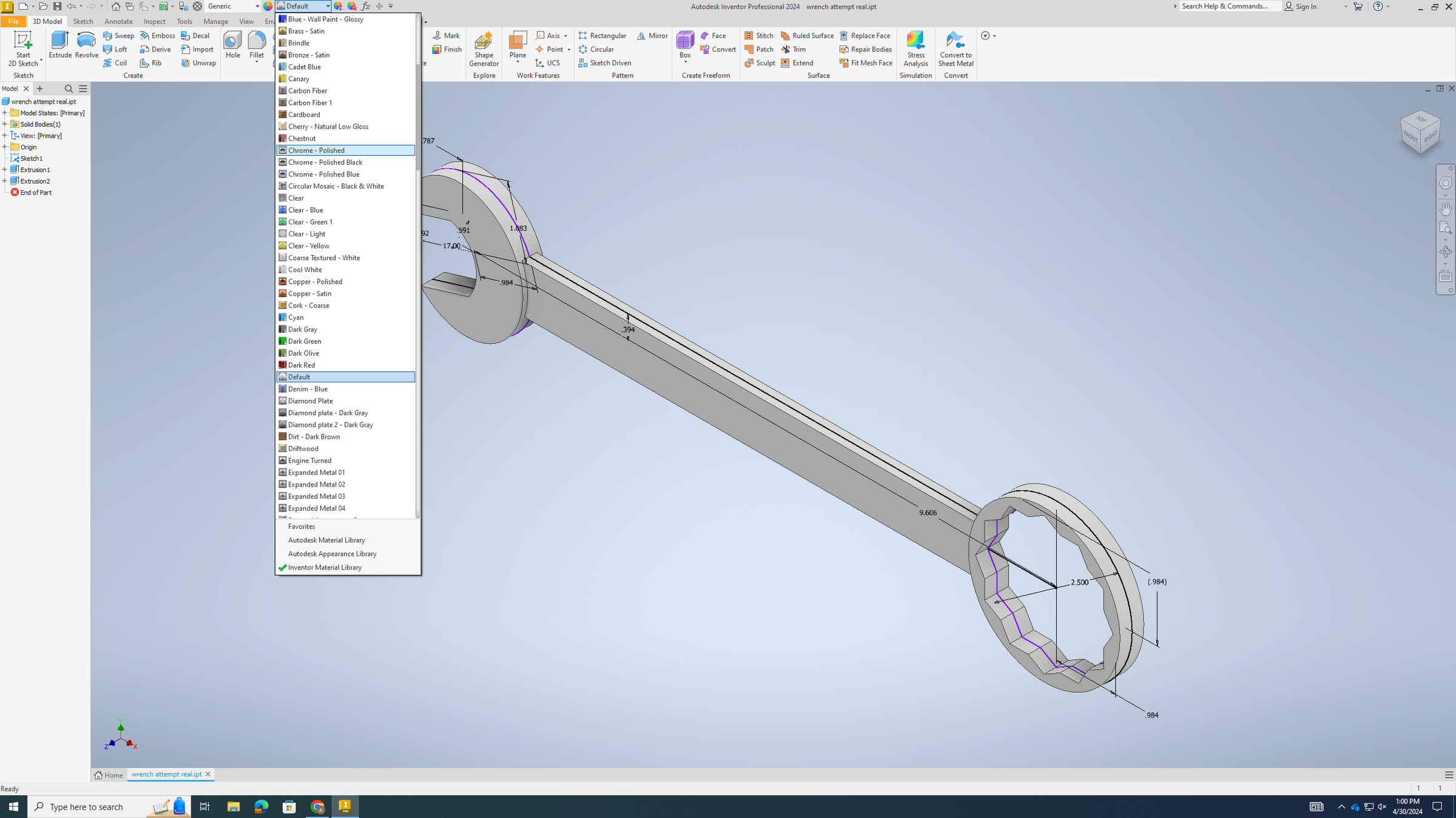 How to Make a Wrench on Auto Desk Inventor : 7 Steps - Instructables