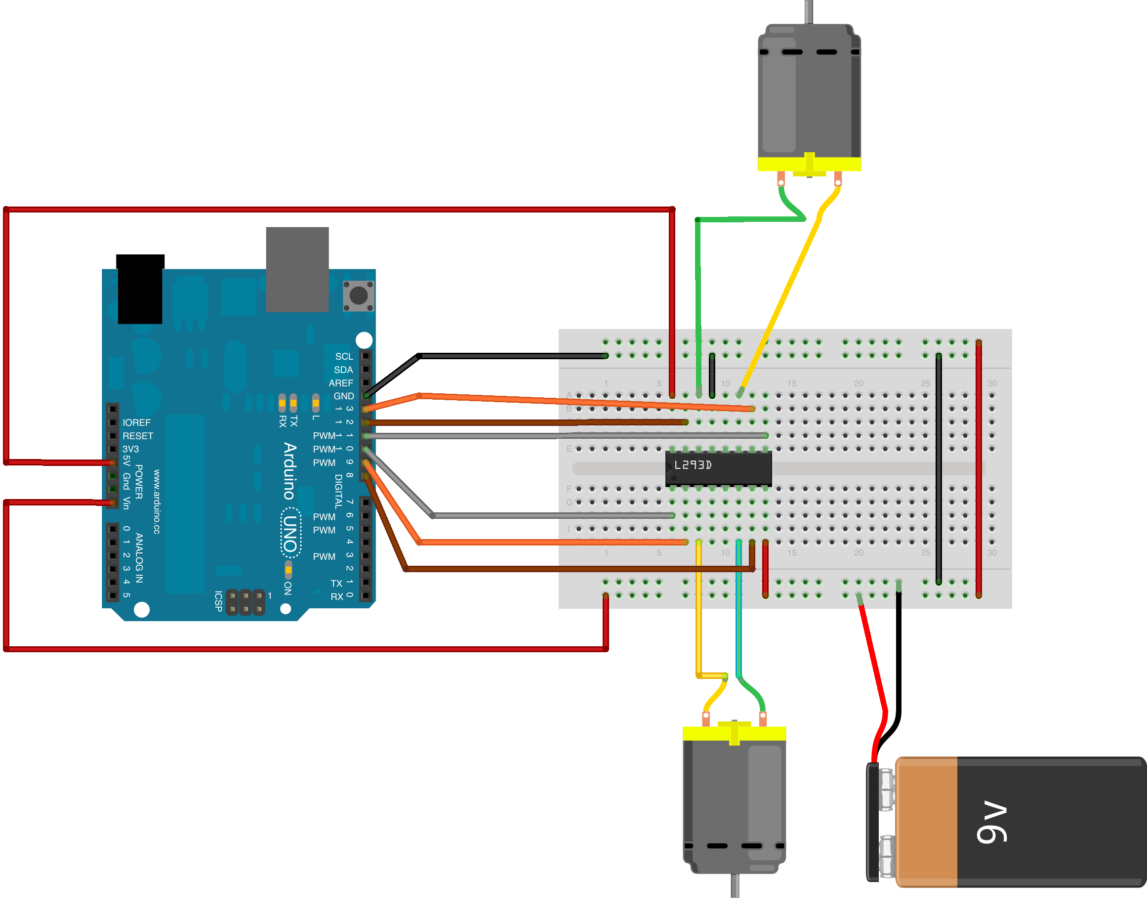 Using Motors With L293D IC : 6 Steps (with Pictures) - Instructables