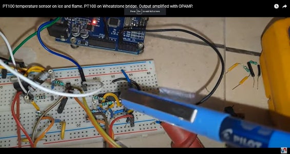 Pt100 Based Temperature Measurement Thermometer Using Arduino Uno Pt100 Temperature Sensor On 5448