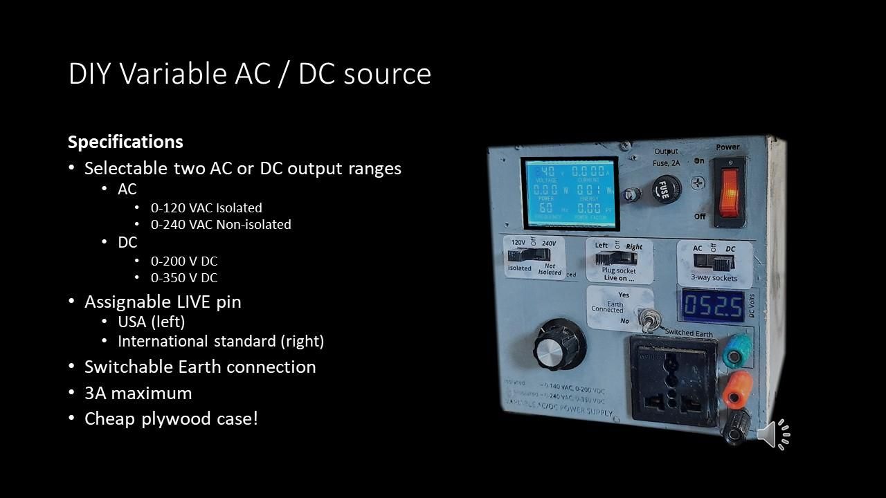 How to Make a 0 - 240 VAC and 0-350 VDC Power Supply : 5 Steps ...