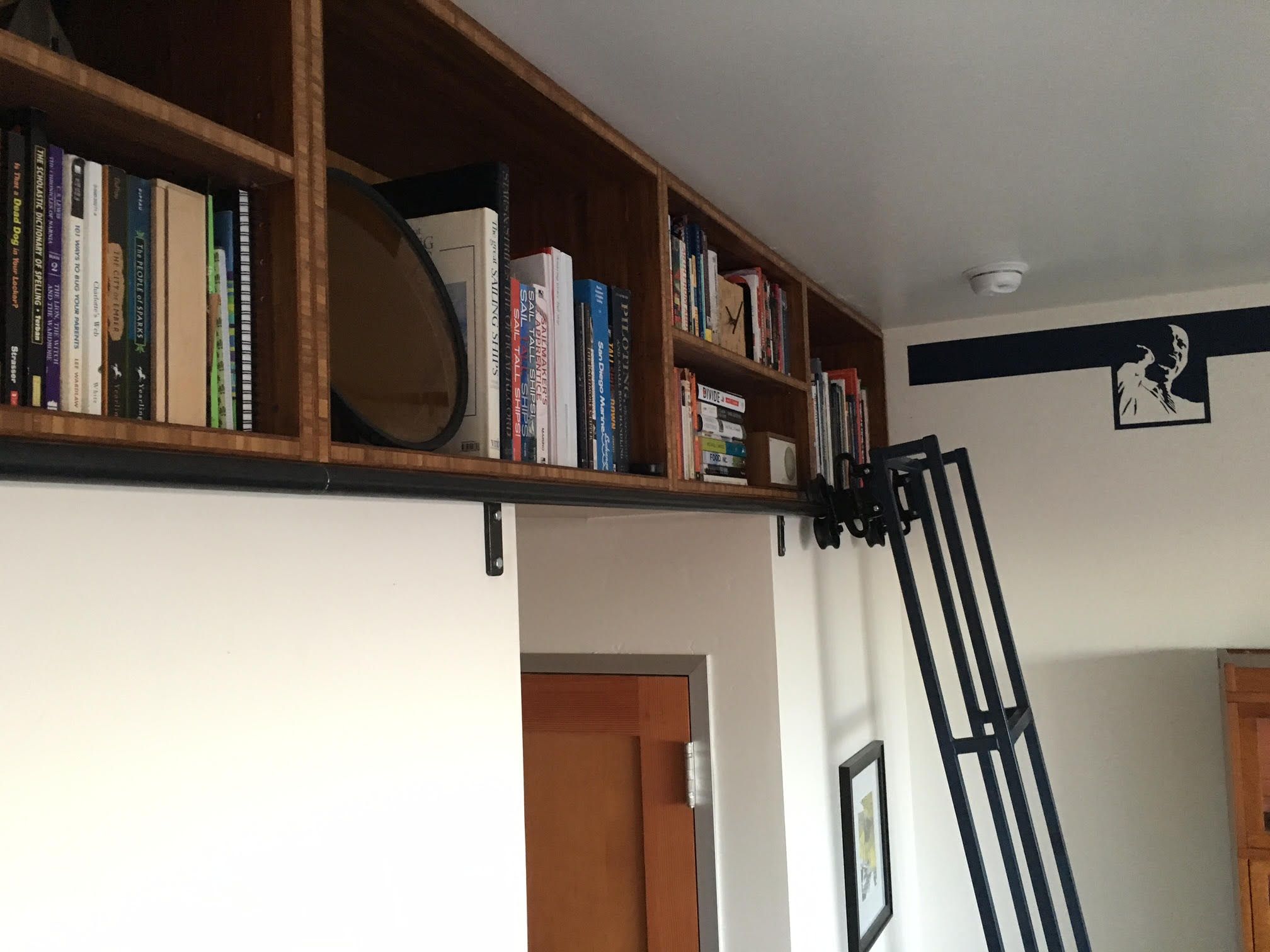 Ceiling Bookshelf With Library Ladder : 3 Steps (with Pictures ...