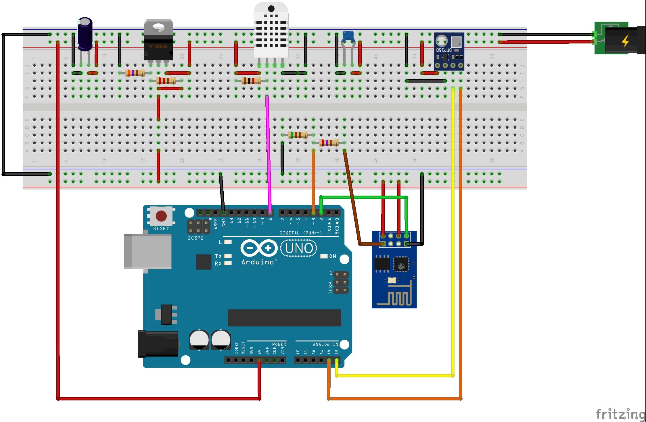 Weather Station With Arduino/Genuino , ESP8266, BMP180, DHT22 and ...