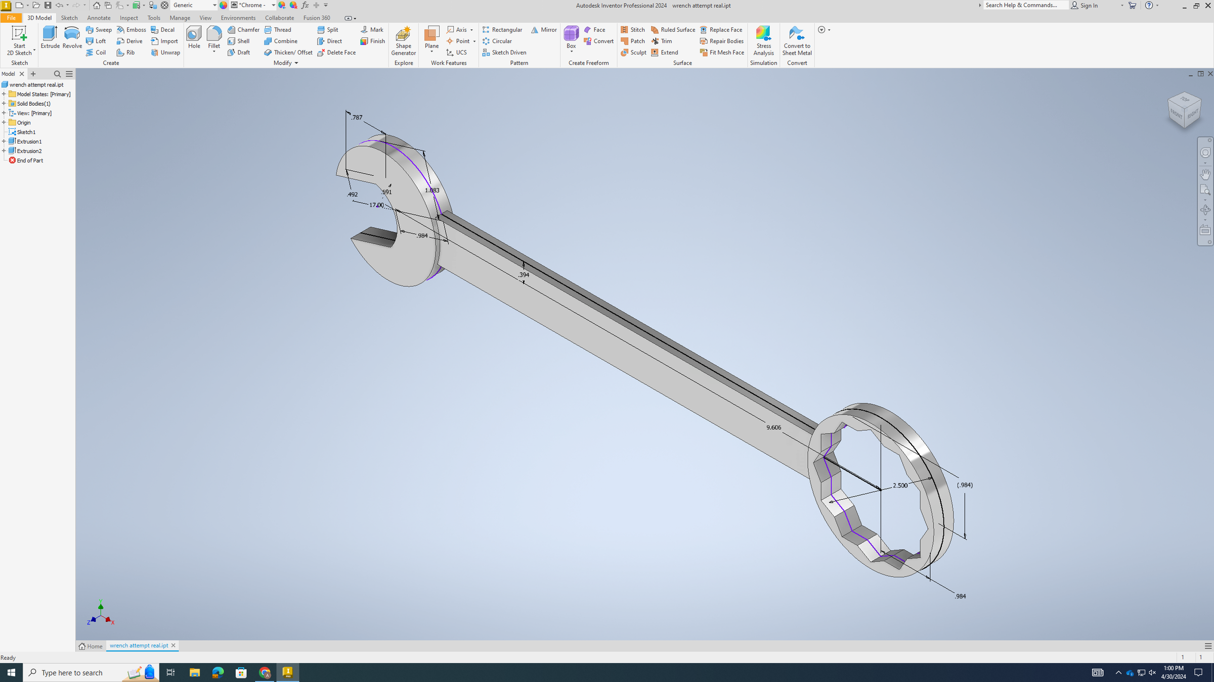 How to Make a Wrench on Auto Desk Inventor : 7 Steps - Instructables