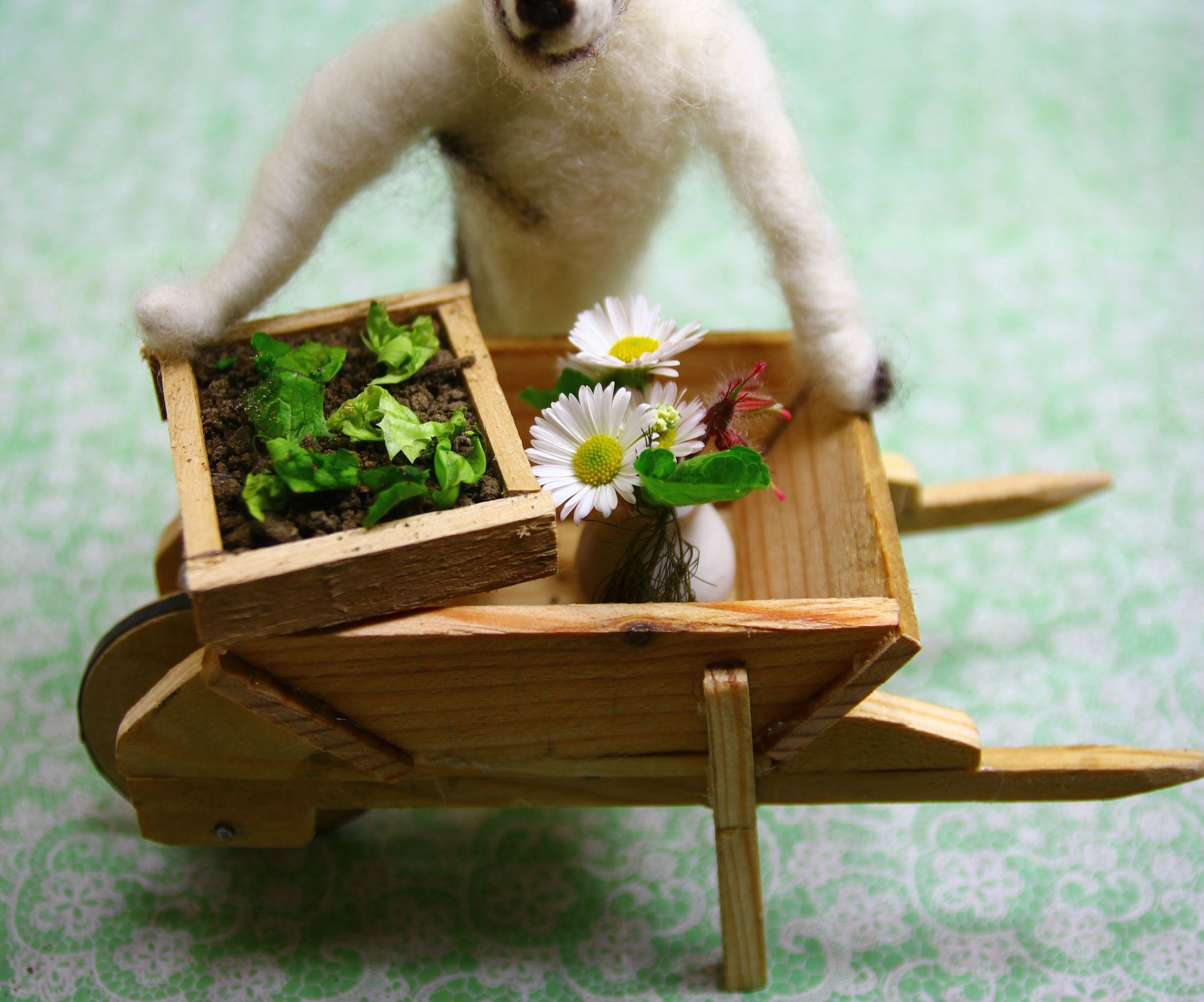 Miniature Wooden Wheelbarrow