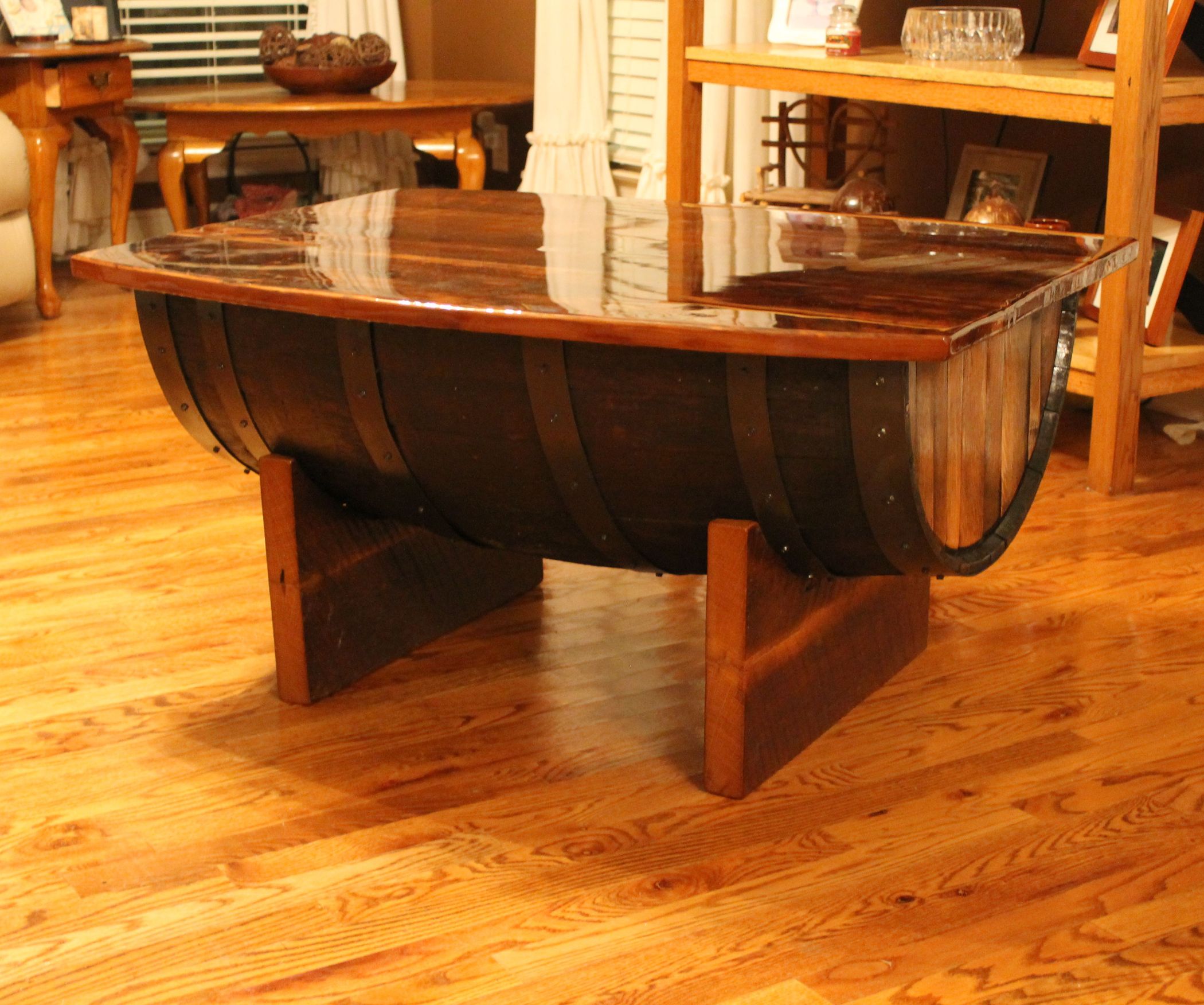 Reclaimed Whiskey Barrel Coffee Table : 4 Steps (with Pictures ...