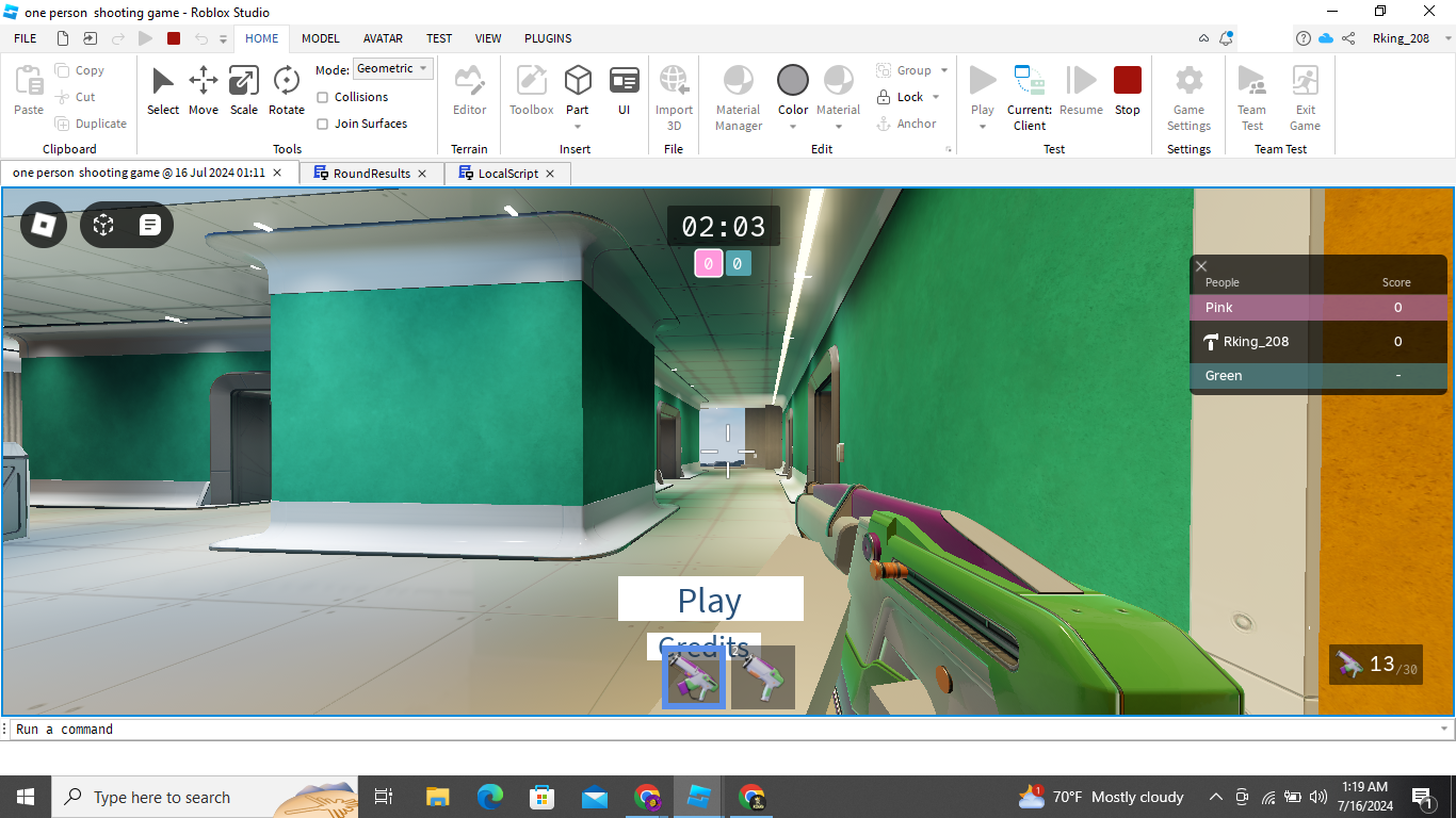 First Person Cyberstrike Shooting Game (Roblox) : 8 Steps - Instructables