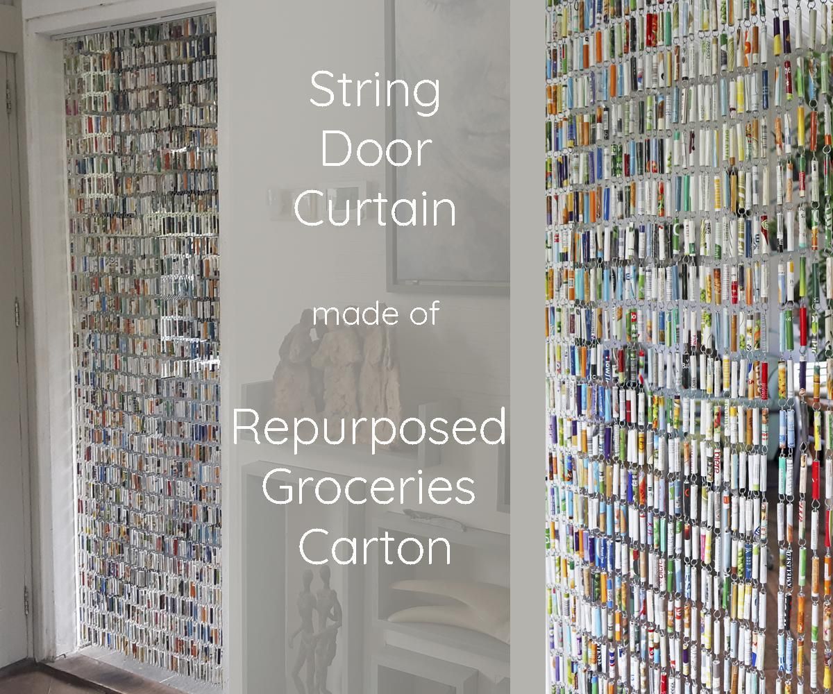 String Door Curtain Made of Repurposed Groceries Carton : 7 Steps (with ...