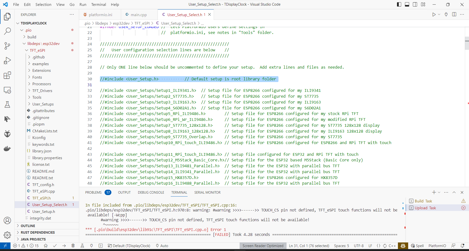 Extending a TFT_eSPI Example With TTGO T-Display Using PlatformIO, With ...