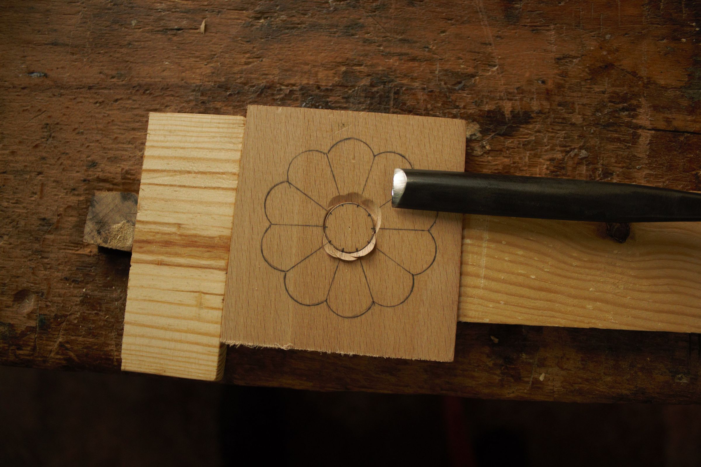 Simple Wood Carving Flower
