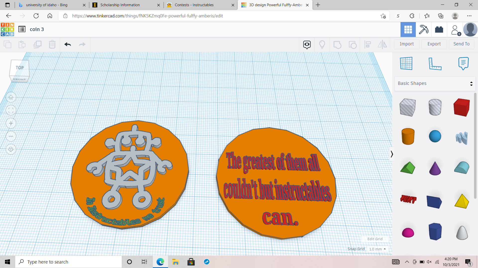 Coins in Tinkercad : 3 Steps - Instructables
