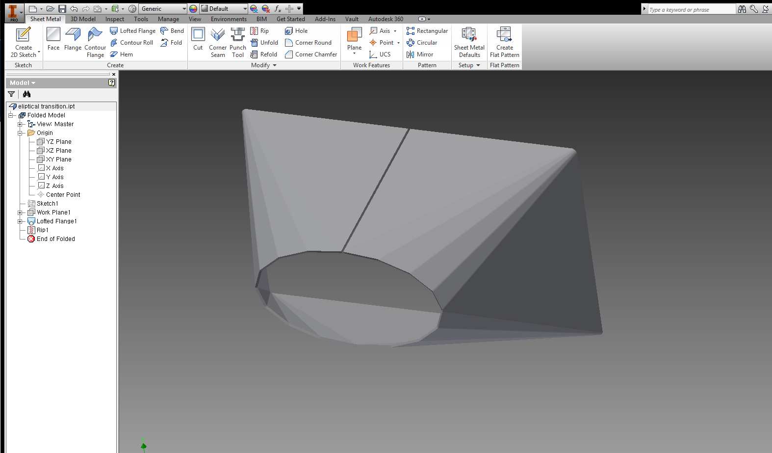 AutoDesk Inventor Sheet Metal EX3 Elliptical Transition : 5 Steps ...