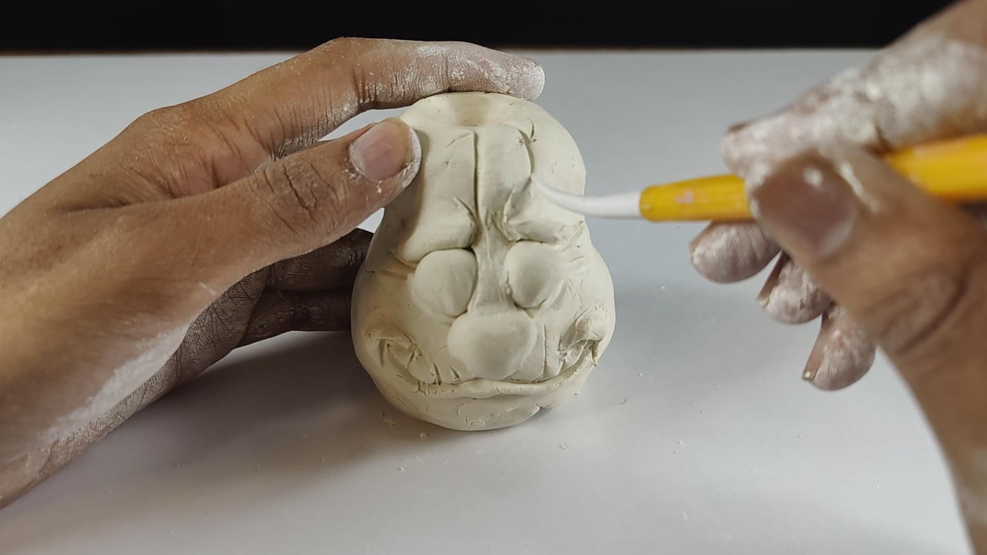 Artistic Pumpkin Face Sculpted From Clay 🎃 : 5 Steps (with Pictures ...