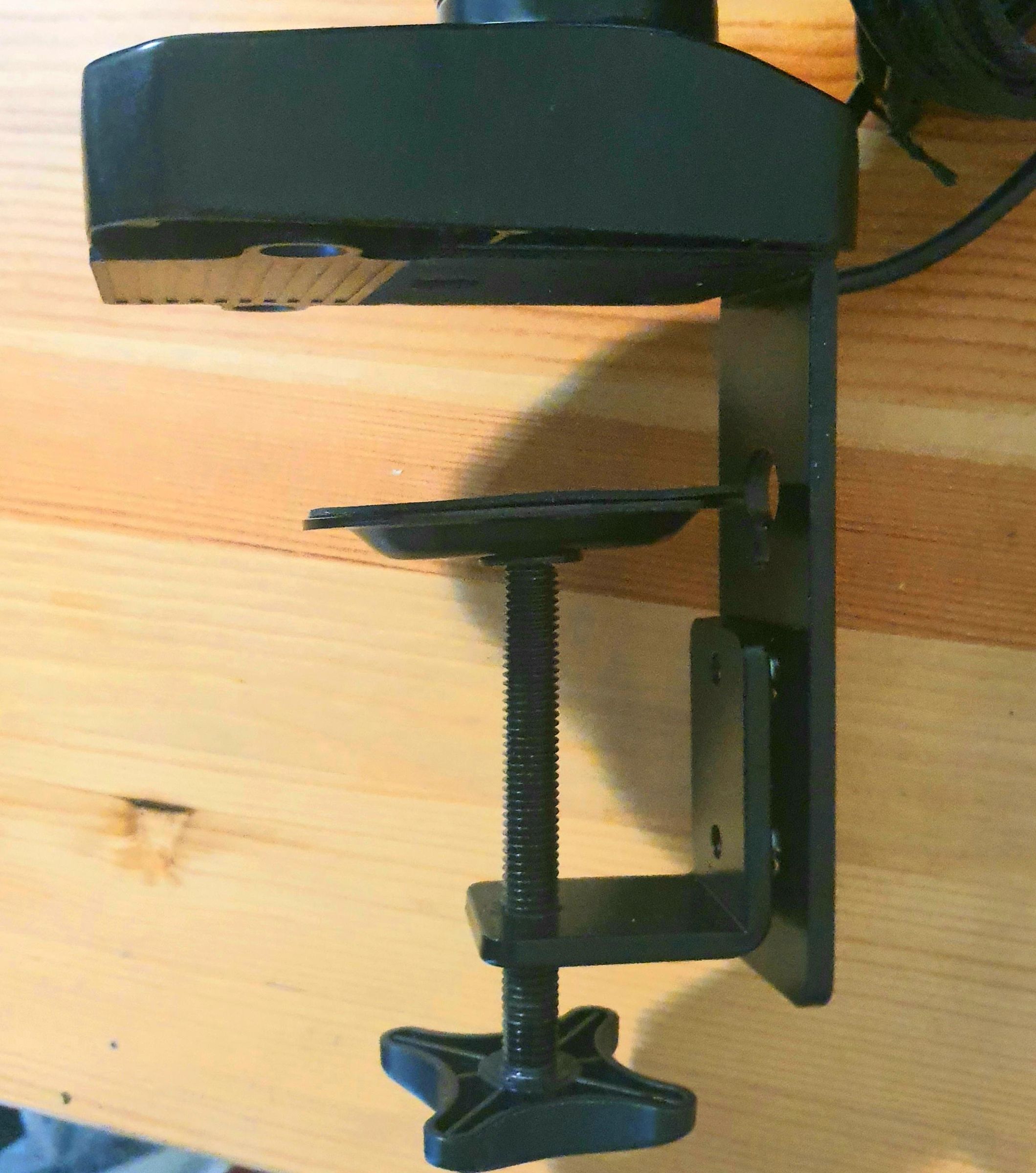 Installing a Computer Monitor Arm Through a Wooden Desktop : 4 Steps ...