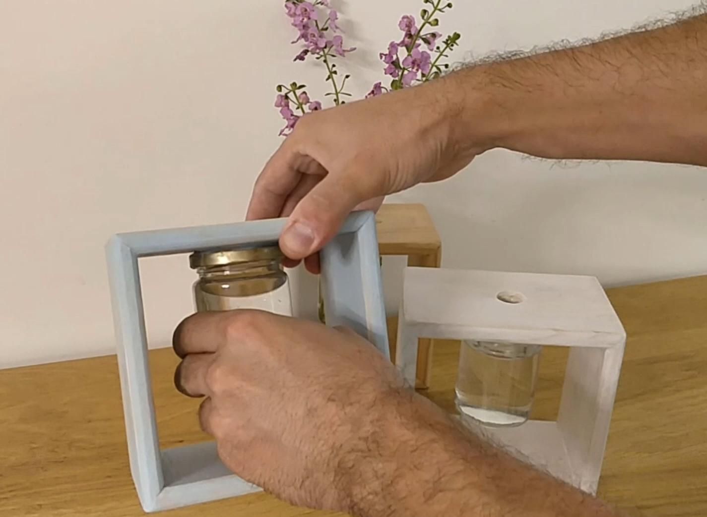 DIY Wooden Flowers Planter Box With Glass Jar | Hydroponics Vase Holder ...