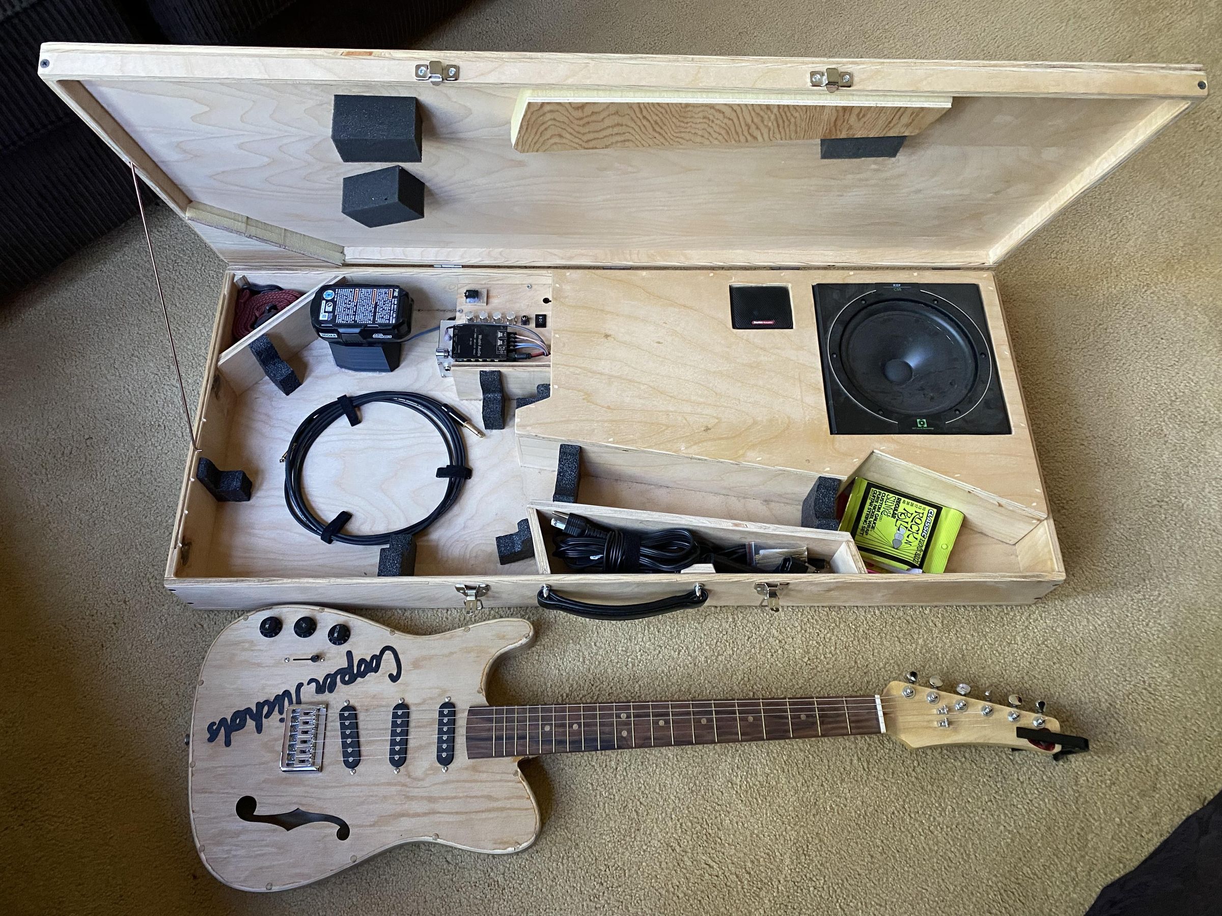 Custom CNC Electric Guitar & Case With Mobile BUILT IN Amp! : 9 Steps ...