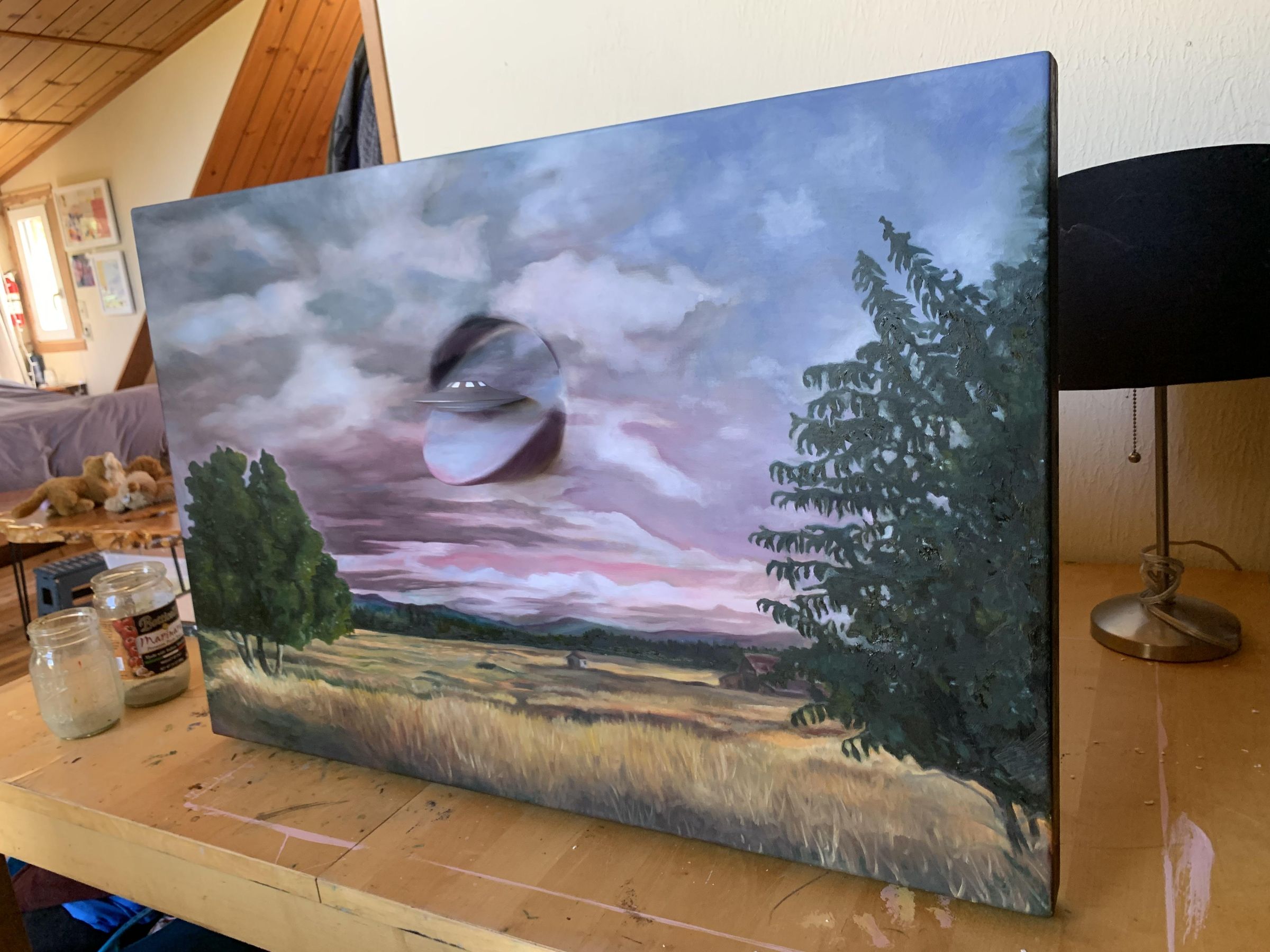 Trans-Medium UFO Art - Illuminated Flying Saucer Rides Gravity Wave ...