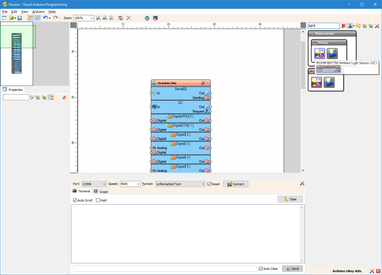 Arduino Nano: BH1750 Ambient Light I2C Sensor With Visuino : 6 Steps ...