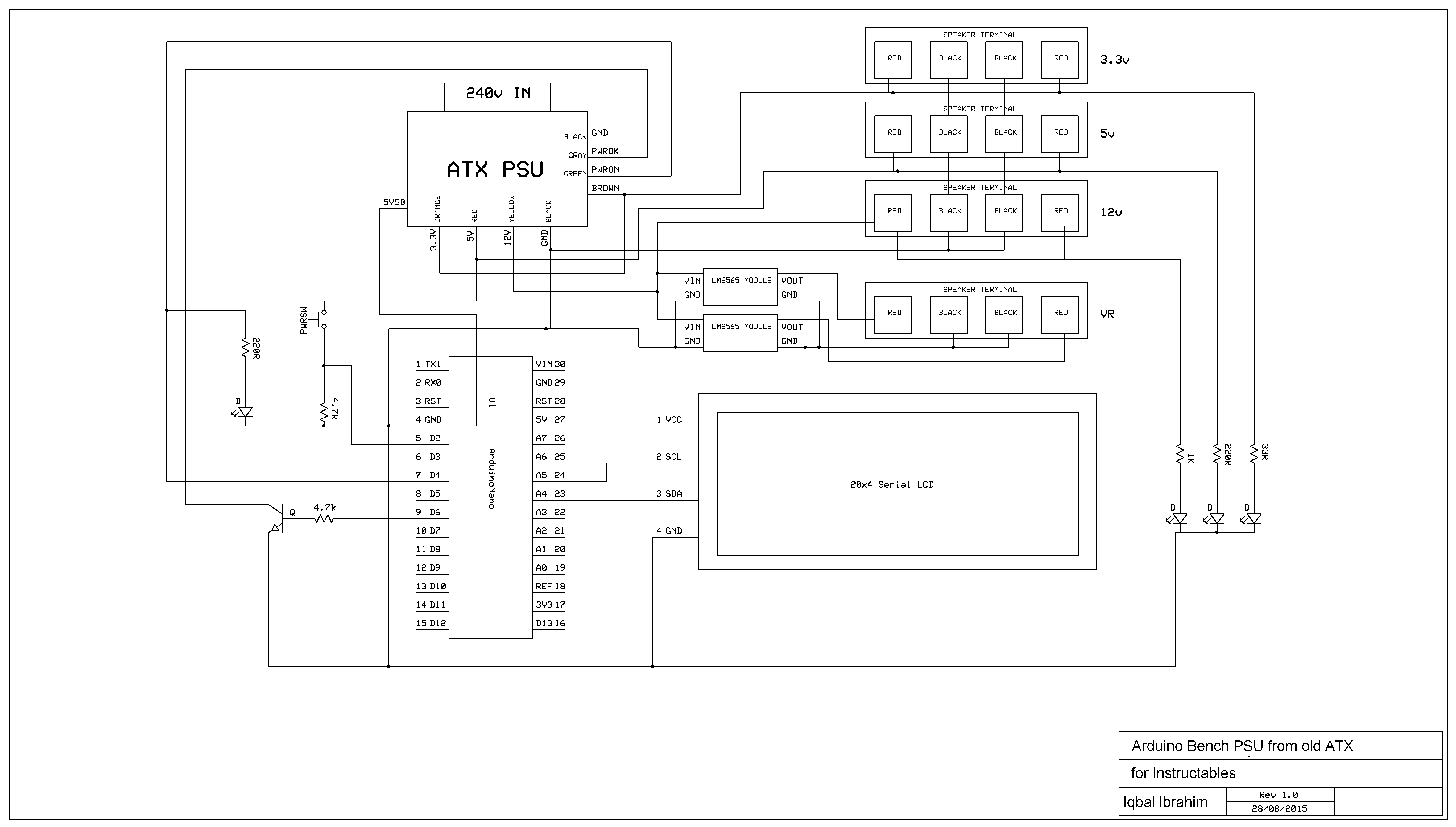 Bench PSU Power Supply From Old ATX With Arduino and LCD Monitor : 7 ...
