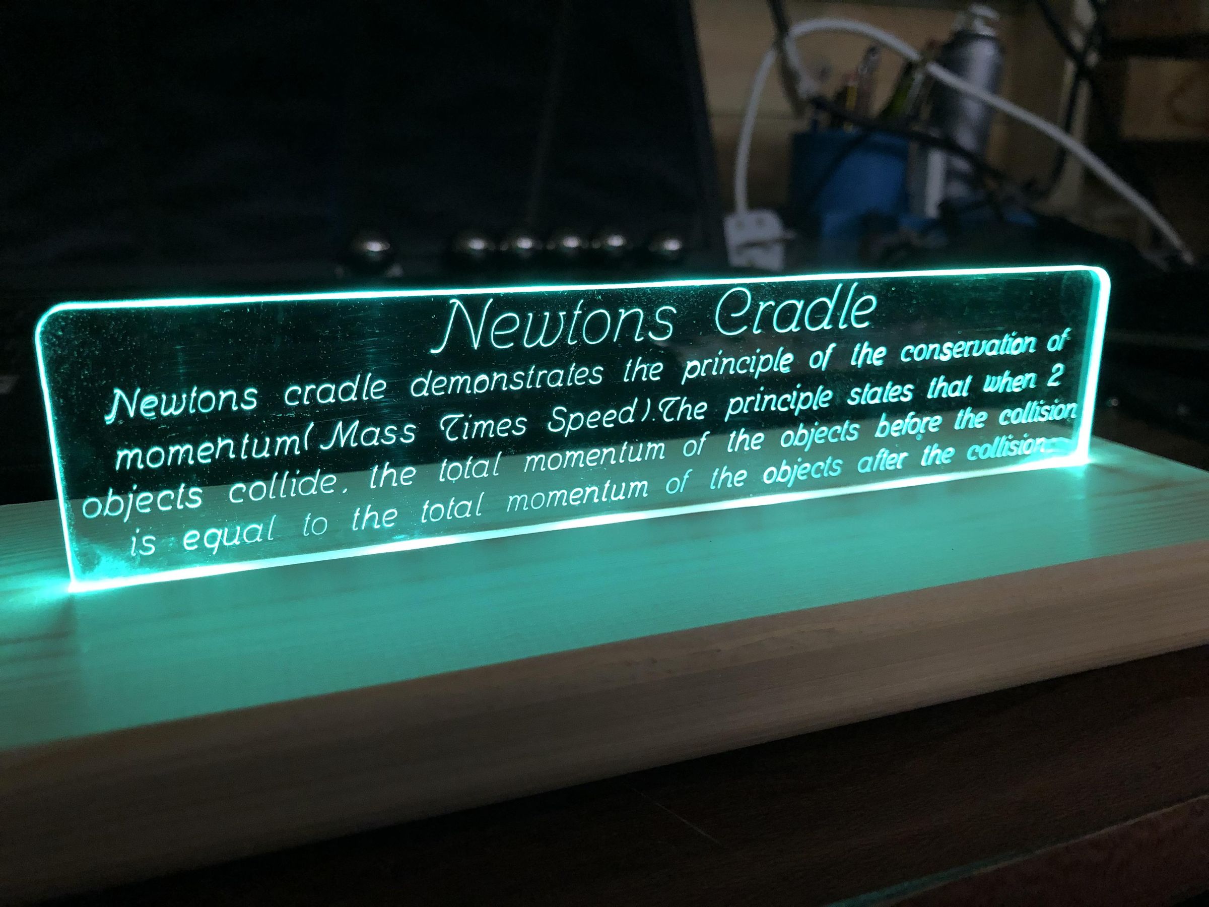 Newtons Cradle With Edge Lit Explanation : 8 Steps (with Pictures ...