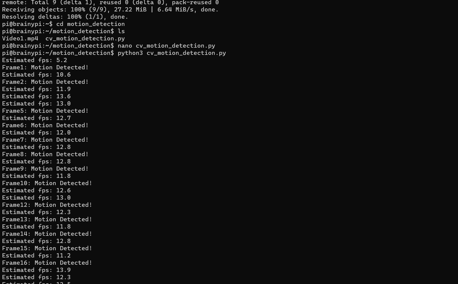 Motion Detection in Python Using OpenCV on BrainyPI : 4 Steps ...