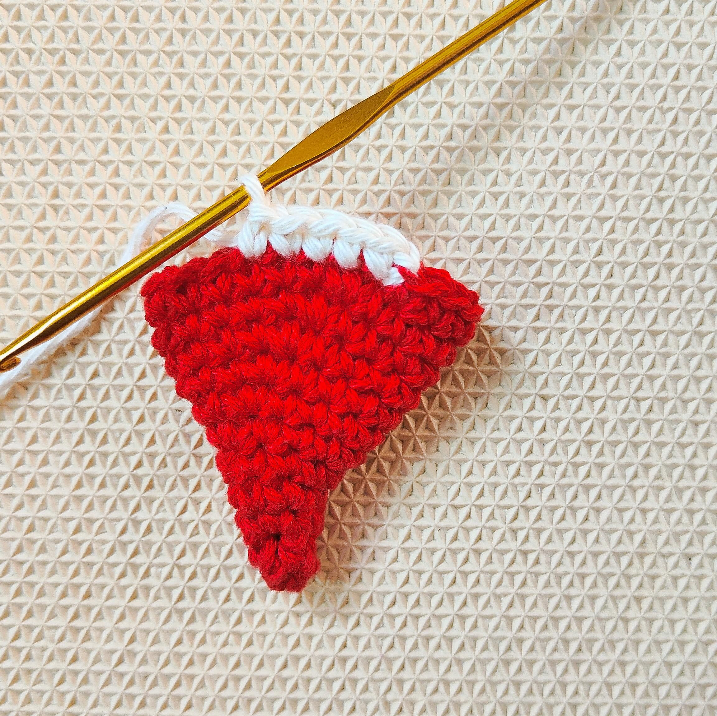 Crochet Mini Santa Hat Ornament With Single Crochets : 16 Steps (with ...