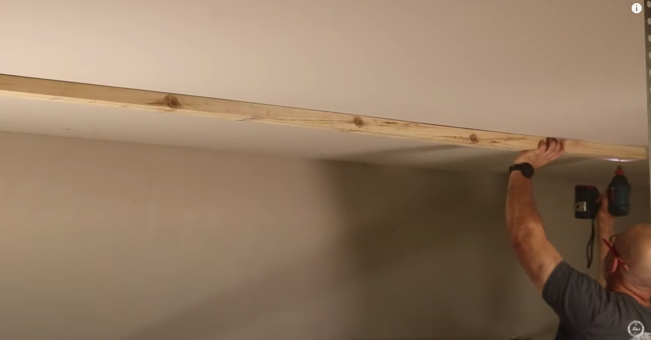 DIY Hanging Storage Shelves With Sliding Doors - Overhead Garage ...
