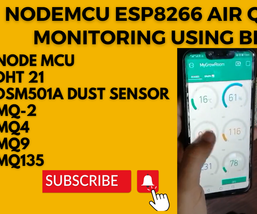 Air Quality Monitoring System Using Nodemcu Or Esp8266 Dht21 Dust Sensor Mq2 Mq4 Mq9 Mq135