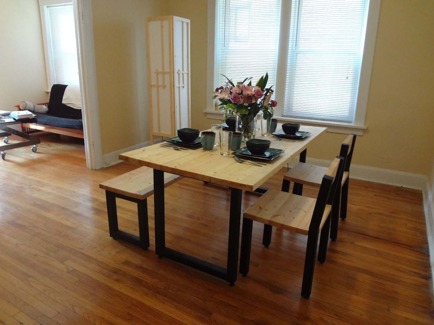 Steel and 2x4 Full Dining Table Set : 9 Steps (with Pictures ...