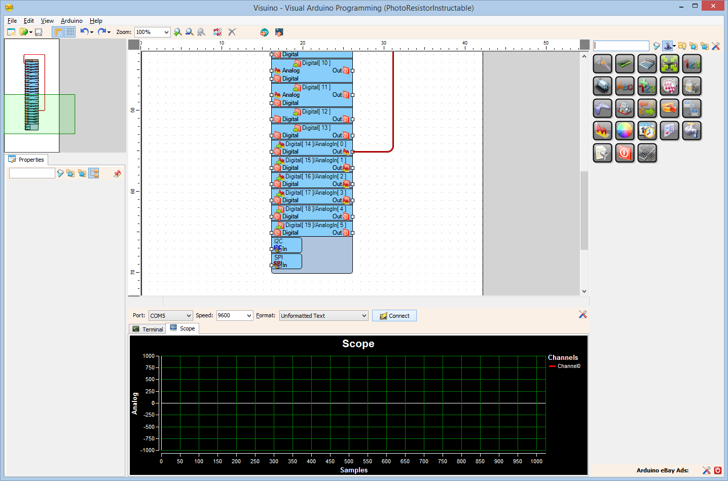Arduino Nano: Using Passive Photo Resistor Sensor With Visuino : 11 ...